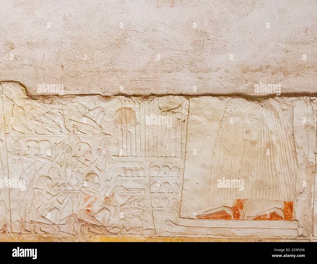 Egypt, Saqqara, tomb of Meryneith, north wall of the inner court, scene ...