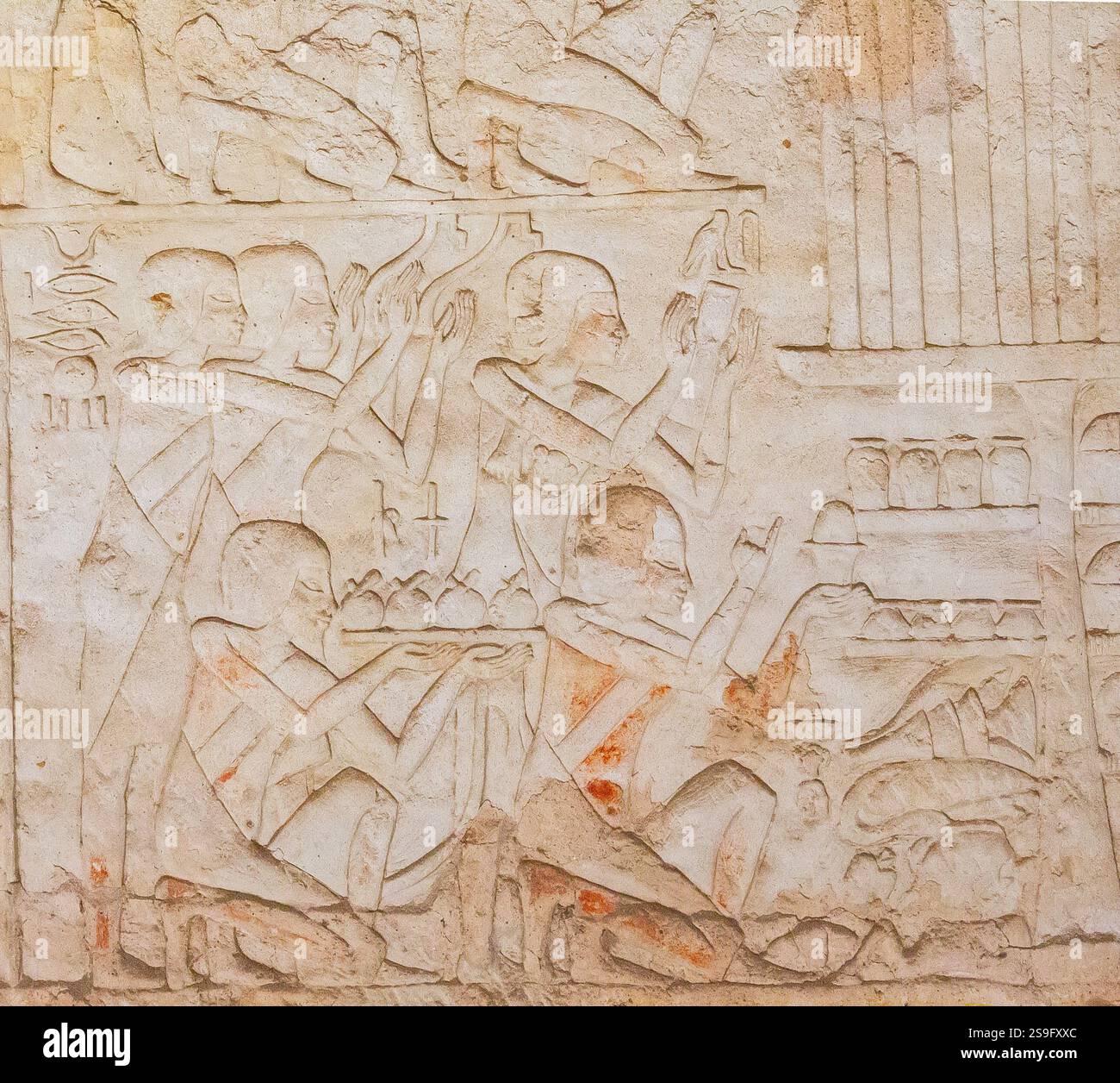 Egypt, Saqqara, tomb of Meryneith, north wall of the inner court, scene ...