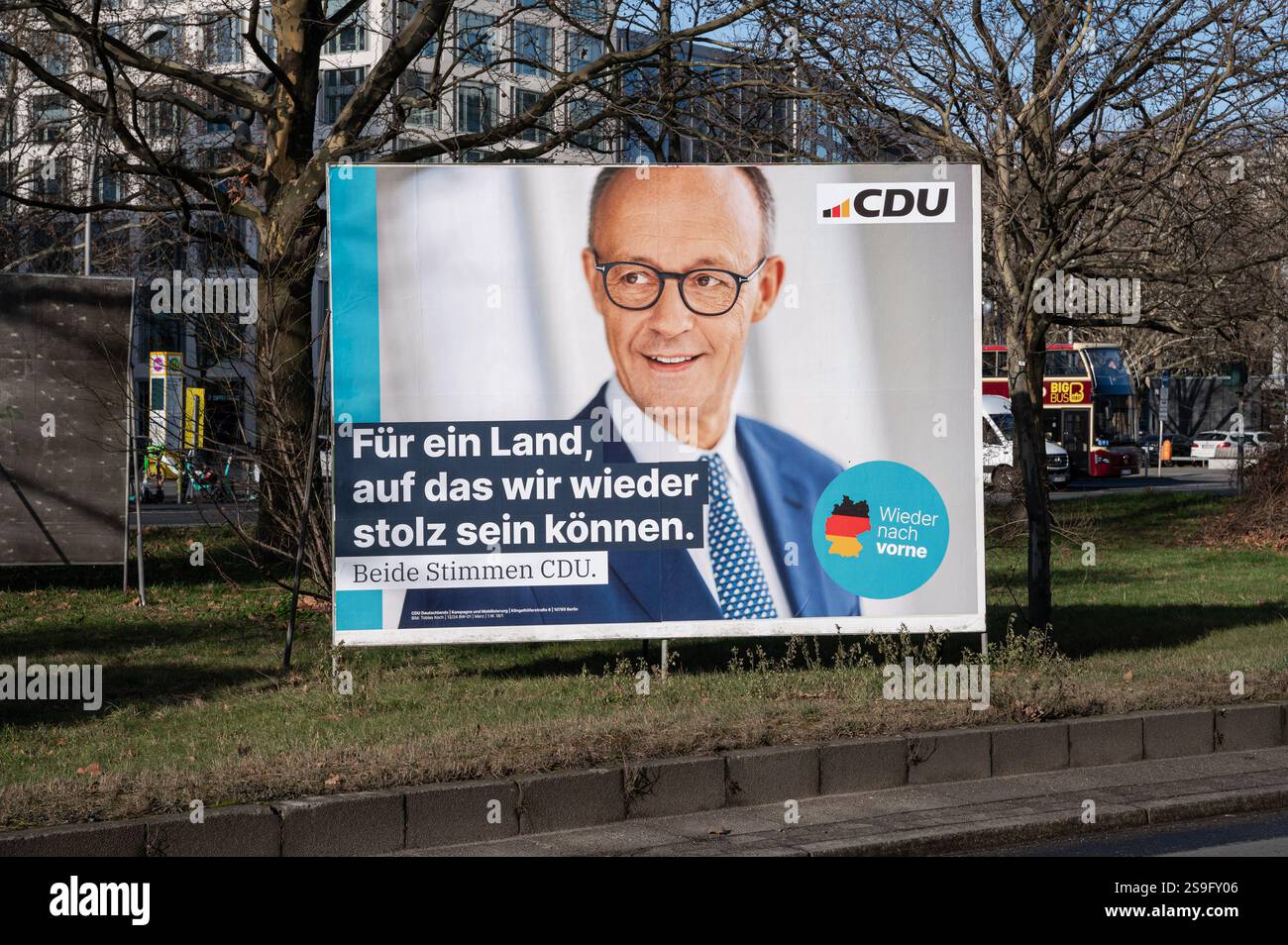 24.01.2025, Berlin, Germany, Europe - Billboard with election poster of ...