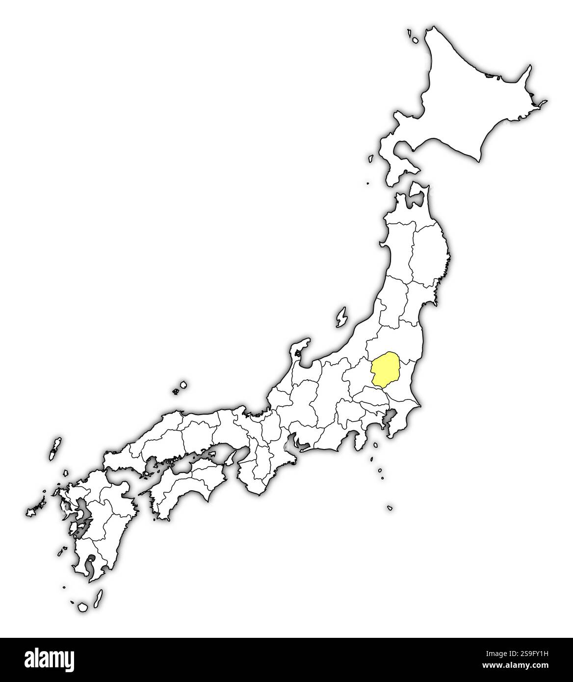Map of Japan with the provinces, Tochigi is highlighted in yellow Stock ...