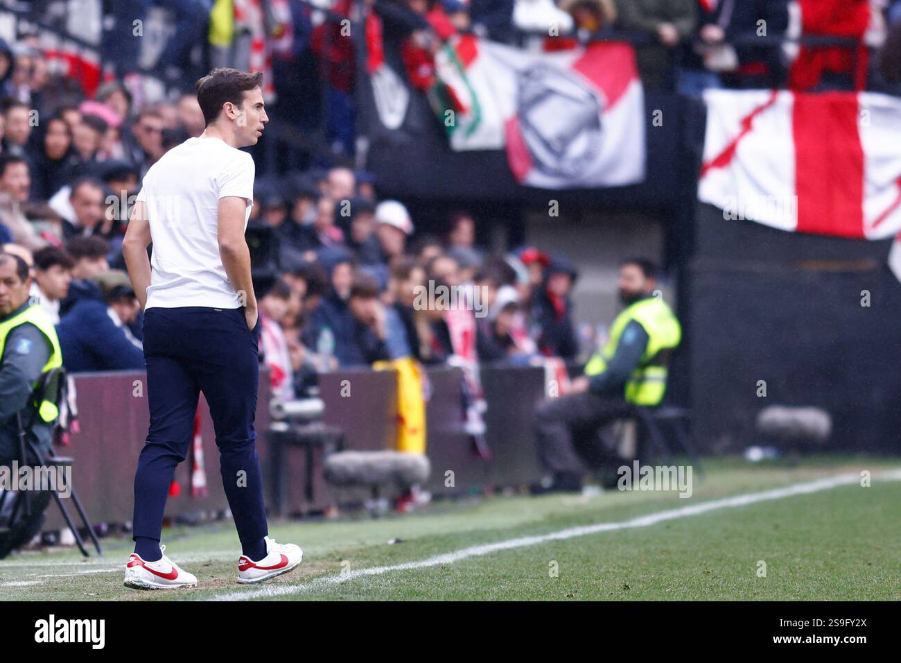 Inigo Perez, head coach of Rayo Vallecano, looks on during the Spanish ...