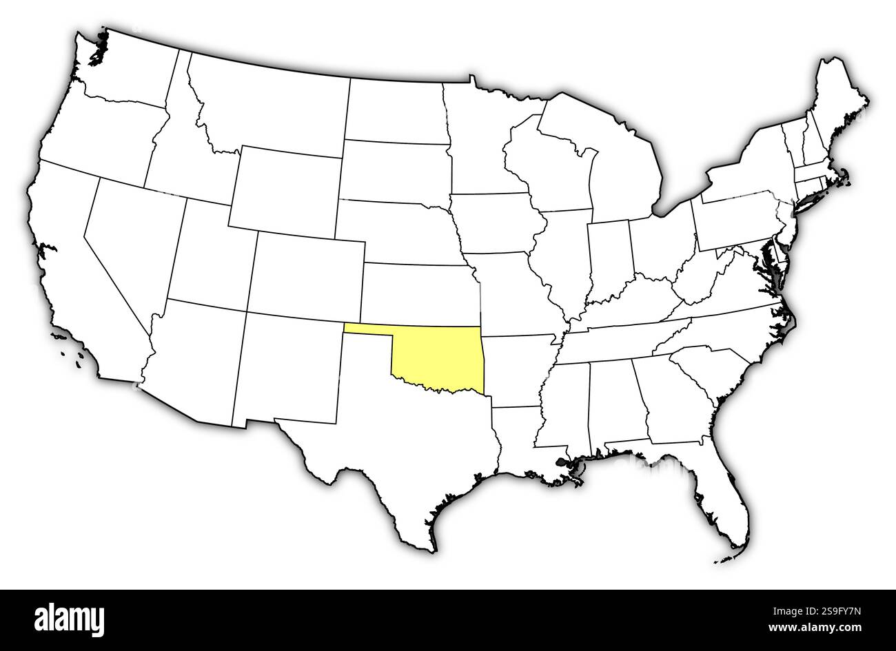 Map of United States with the provinces, Oklahoma is highlighted in ...