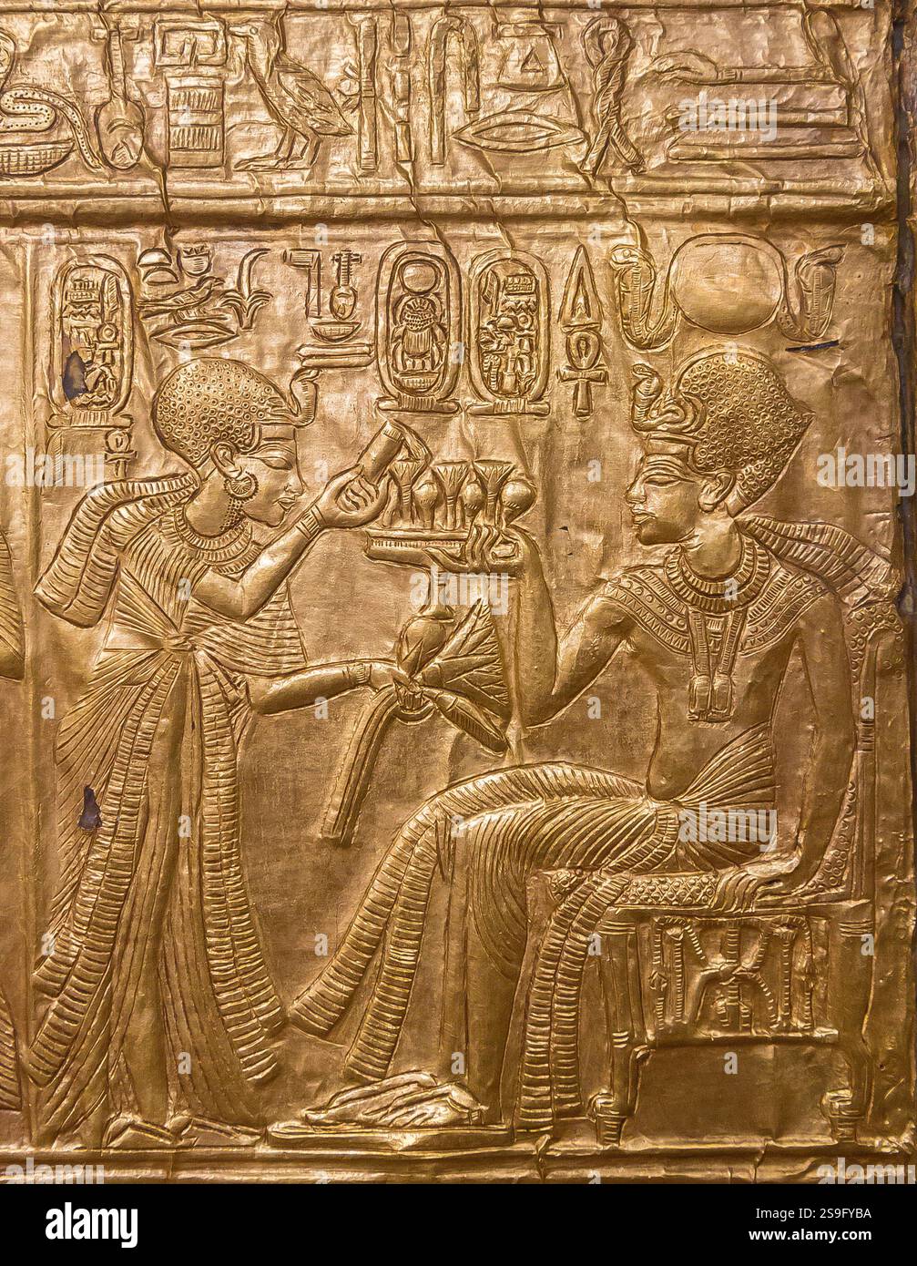 Egypt, treasure of king Tutankhamun, right side of the golden naos ...