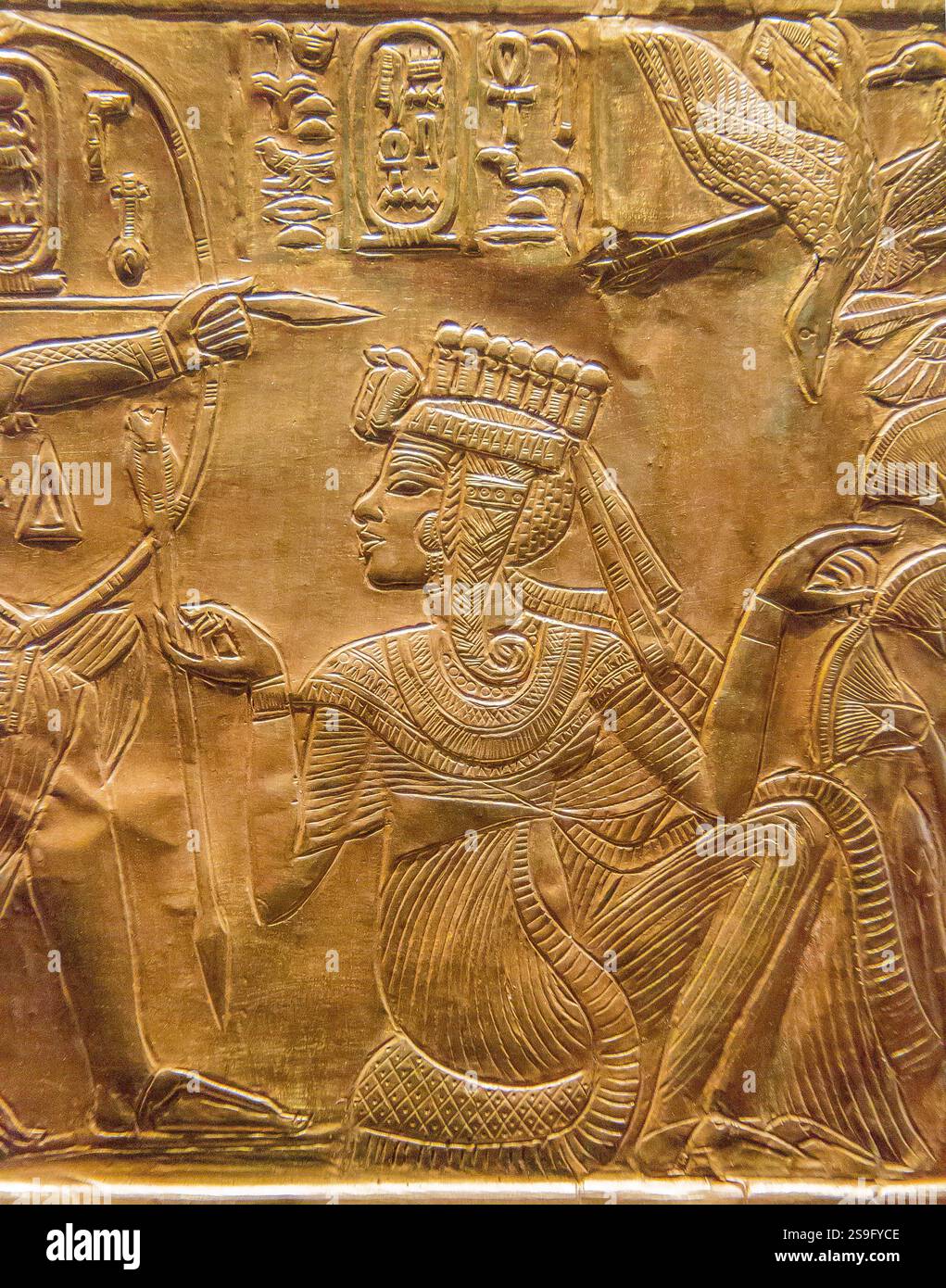Egypt, treasure of king Tutankhamun, left side of the golden naos ...