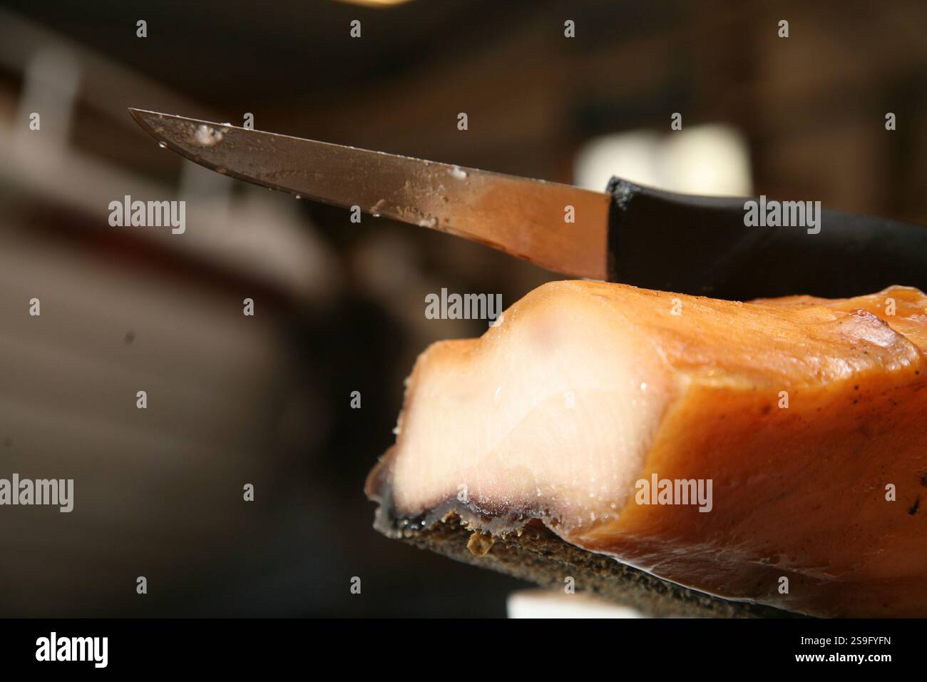 iceland´s fermented greenland shark hanging on a rack Stock Photo - Alamy