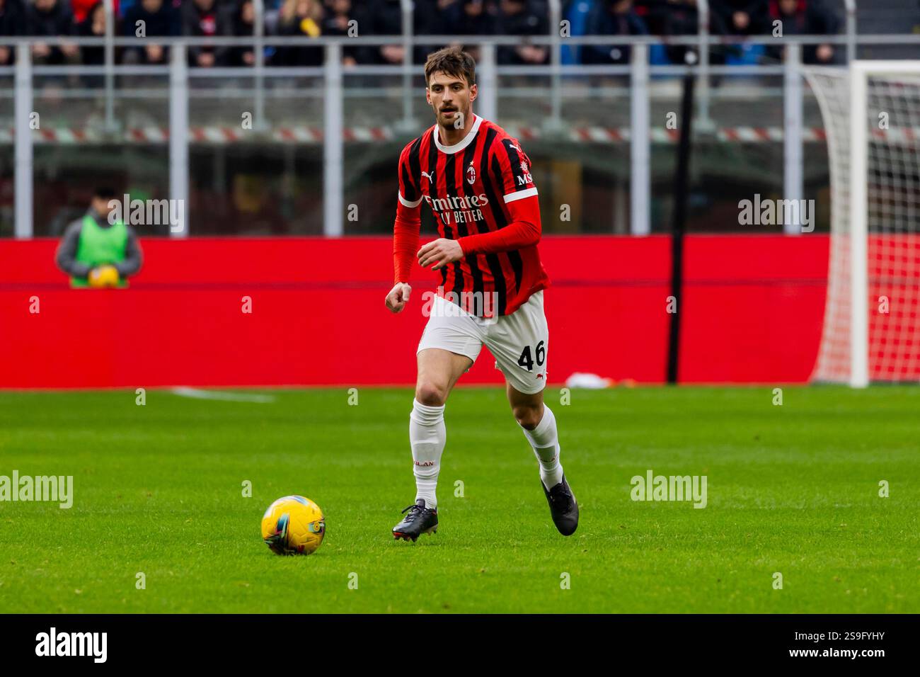 Matteo Gabbia in action during Serie A match between AC Milan and Parma ...