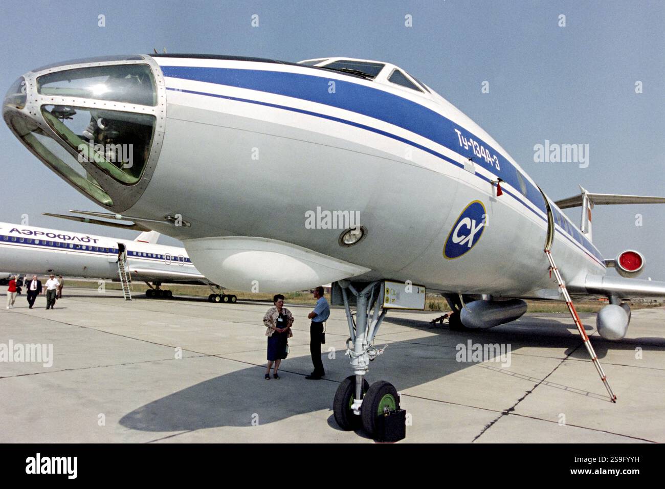 A Tupolev Tu-134A-3 passenger airplane, on static display during the ...