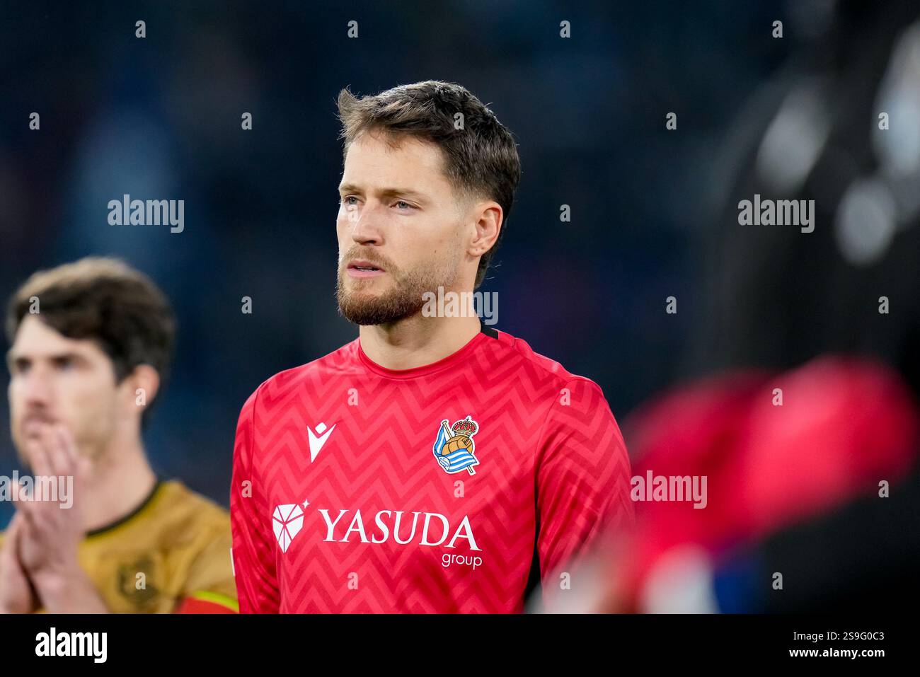 Alejandro Remiro of Real Sociedad looks dejected during the UEFA Europa ...