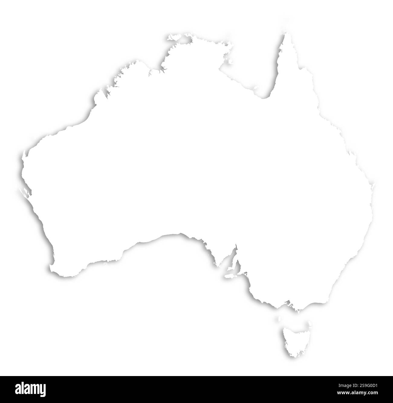 Map of Australia as a white area over its shadow Stock Vector Image ...
