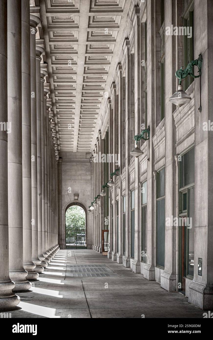 Elegant architectural structure featuring classical columns in a linear ...