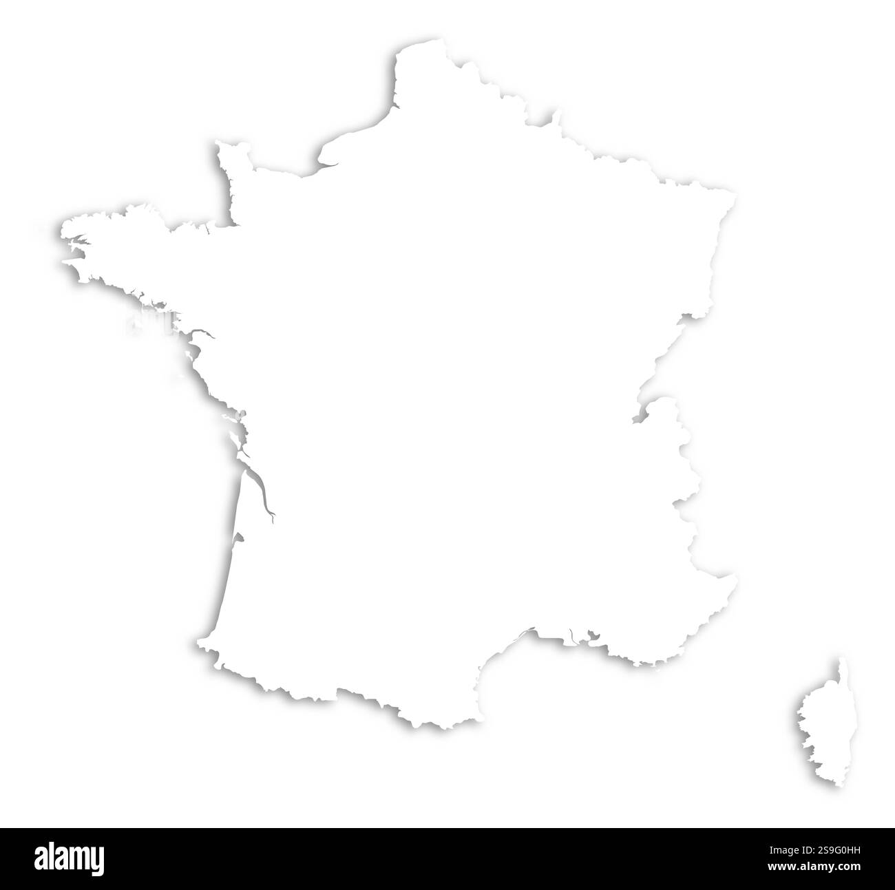 Map of France as a white area over its shadow Stock Vector Image & Art ...