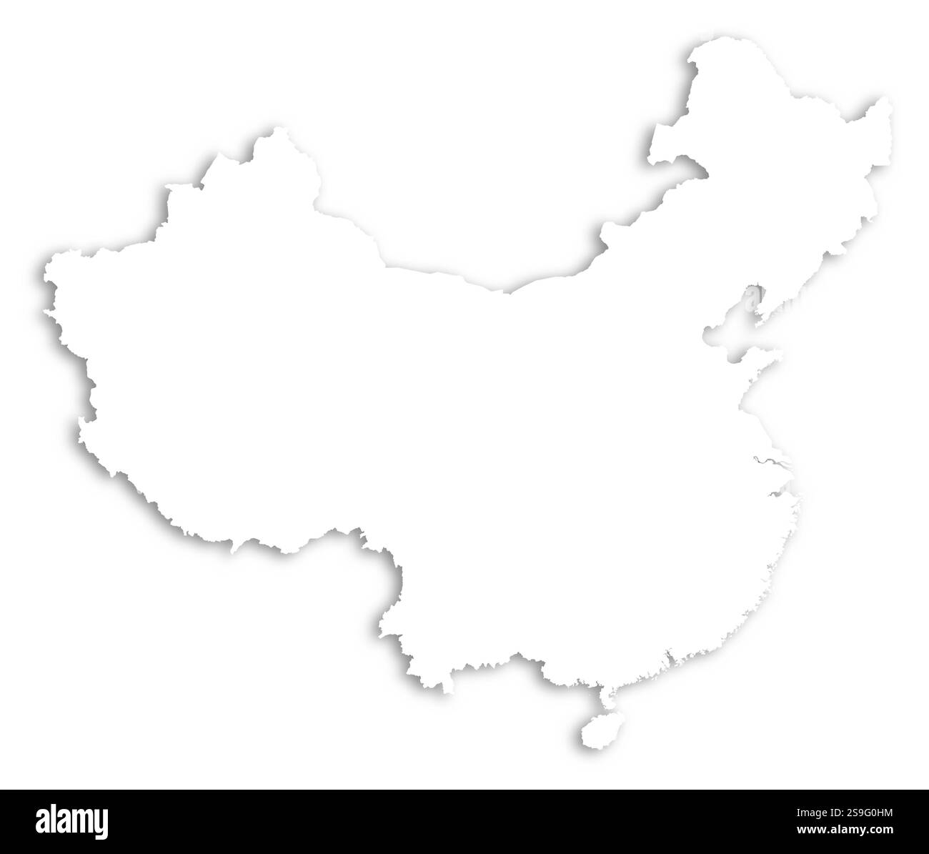 Map of China as a white area over its shadow Stock Vector Image & Art ...