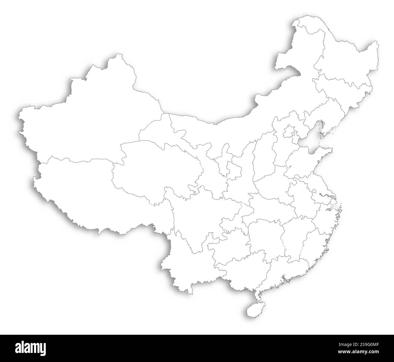 Map of China as a white area over its shadow Stock Vector Image & Art ...