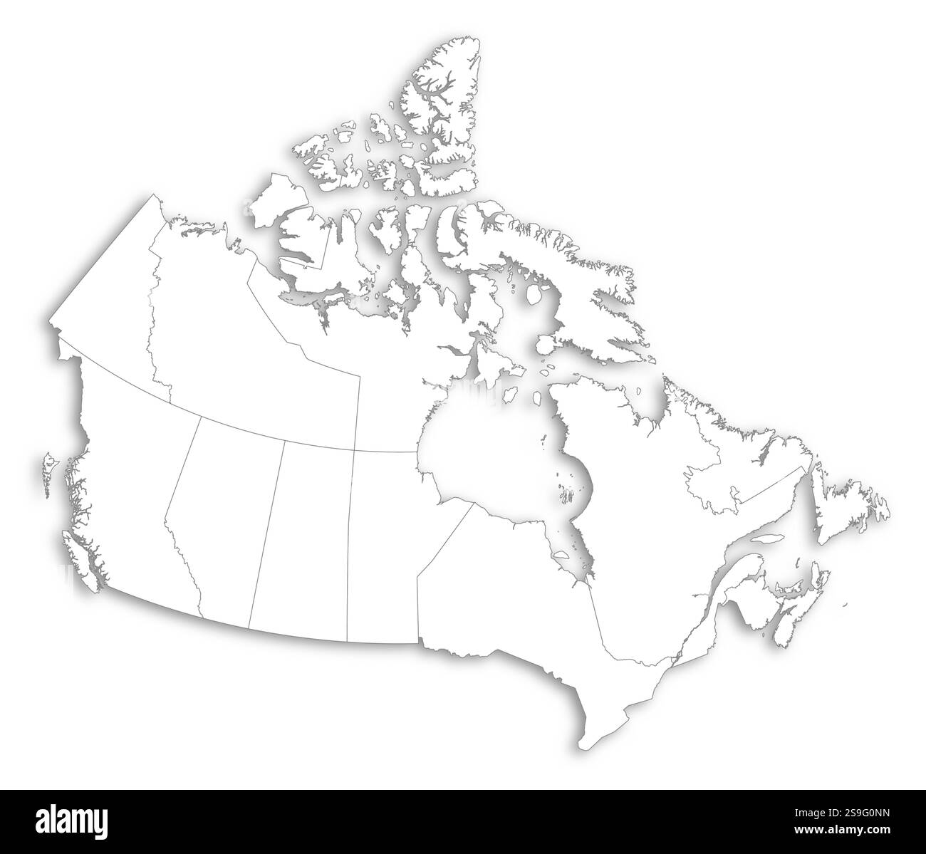 Map of Canada as a white area over its shadow Stock Vector Image & Art ...