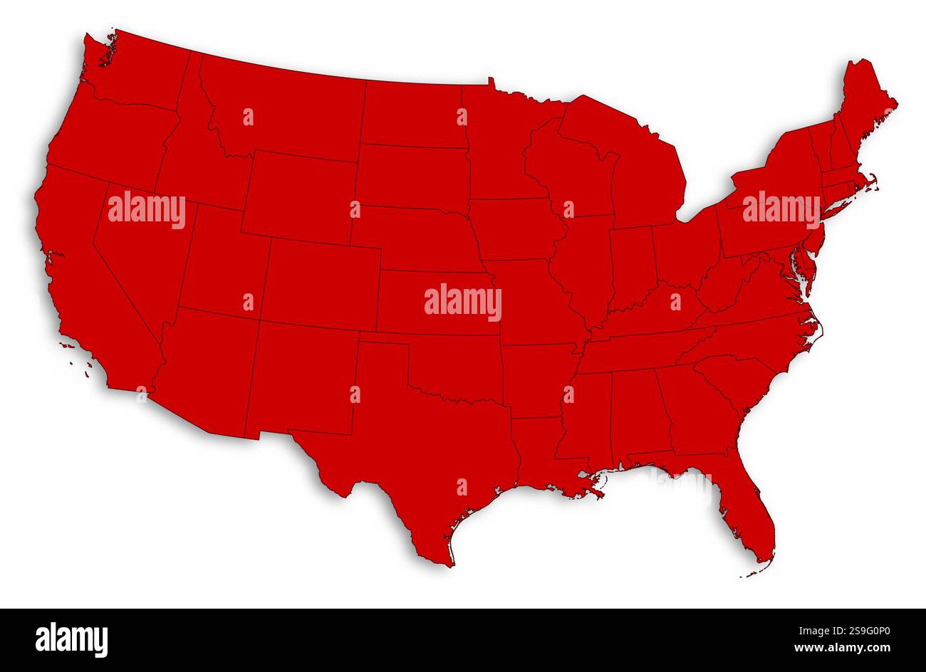 Map of United States as a white area over its shadow Stock Vector Image ...