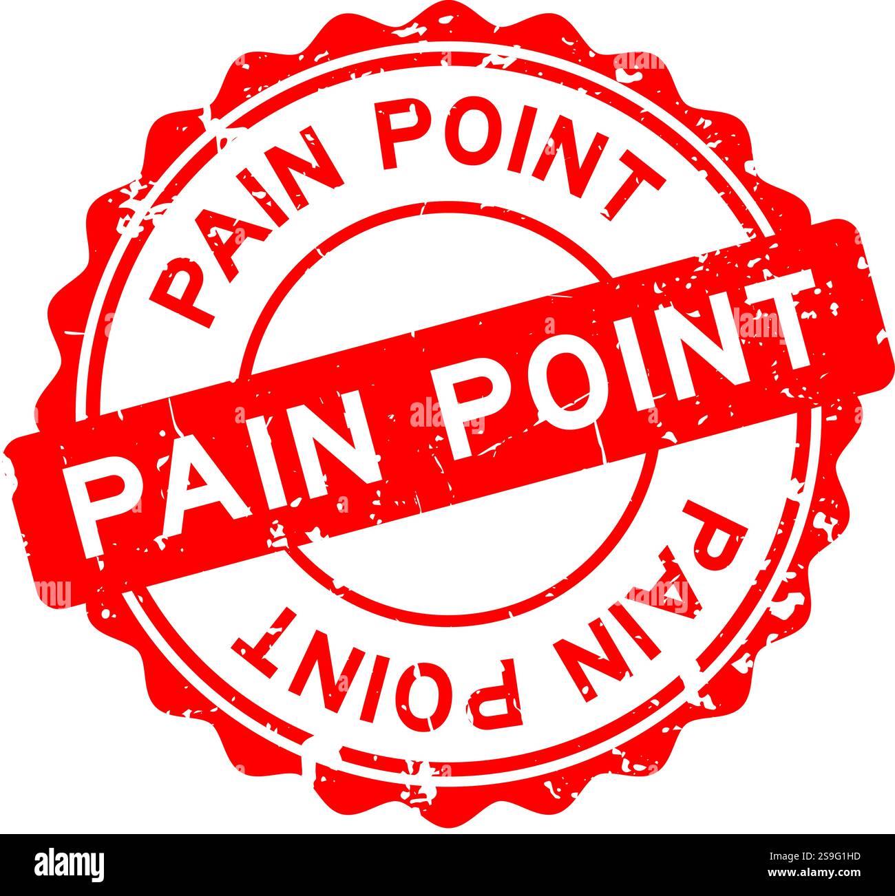 Grunge red pain point word round seal stamp on white background Stock ...