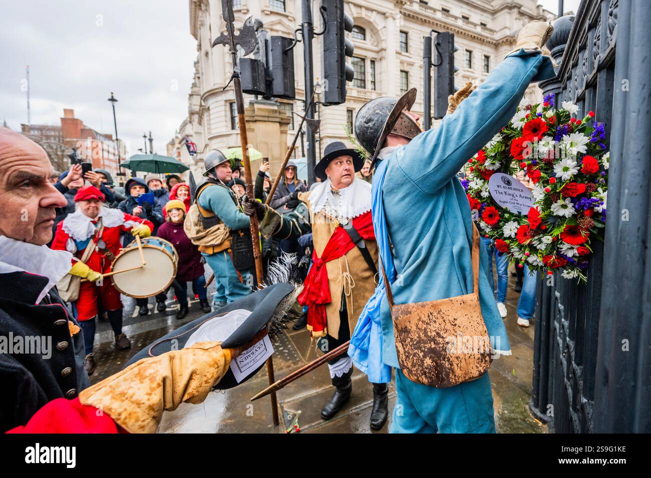 London, UK. 26 Jan 2025. The wreath laying ceremony on the gates of the ...