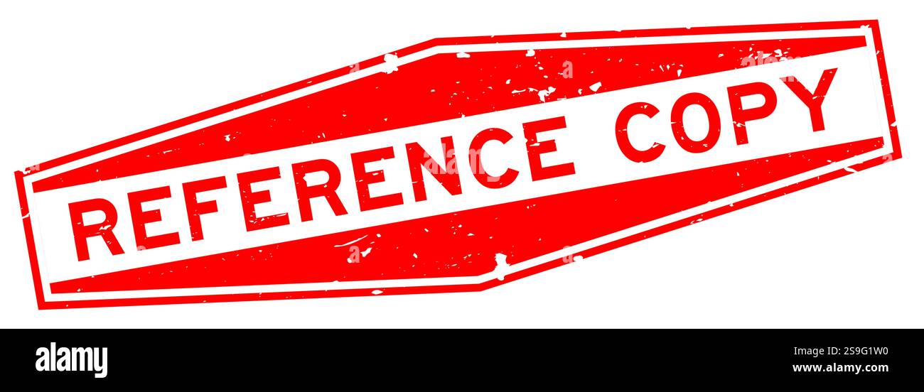 Grunge red reference copy word hexagon seal stamp on white background ...