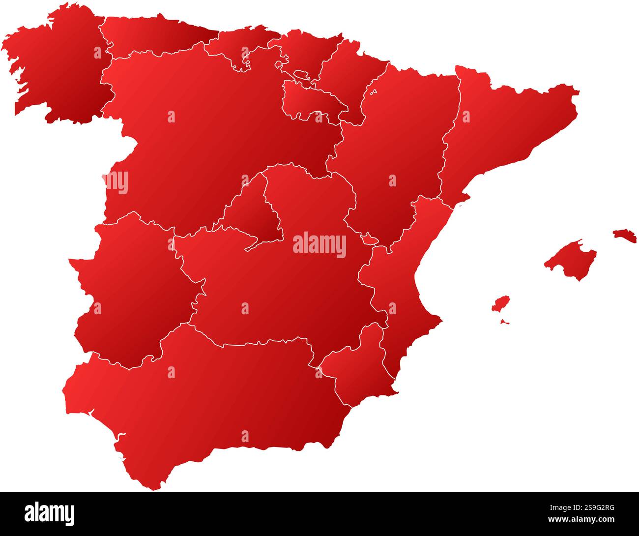 Map of Spain with the provinces, filled with a linear gradient Stock ...