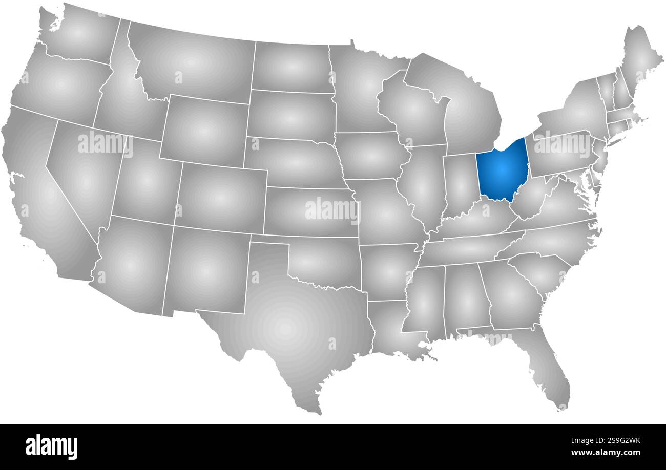 Map of United States with the provinces, filled with a radial gradient ...