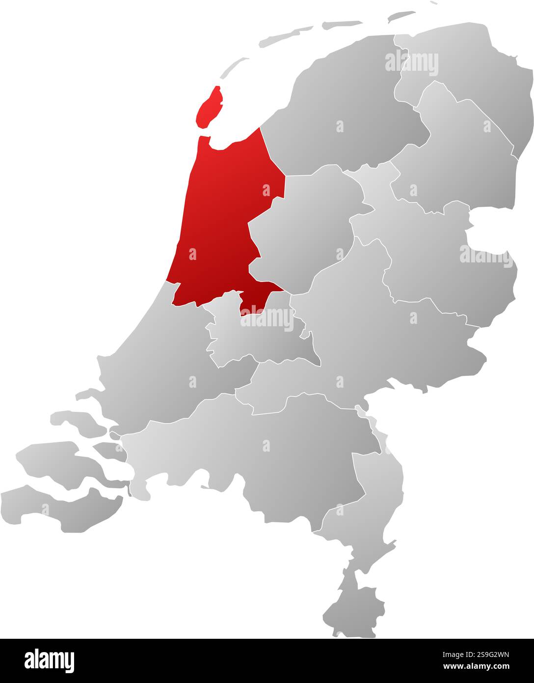 Map of Netherlands with the provinces, filled with a linear gradient ...