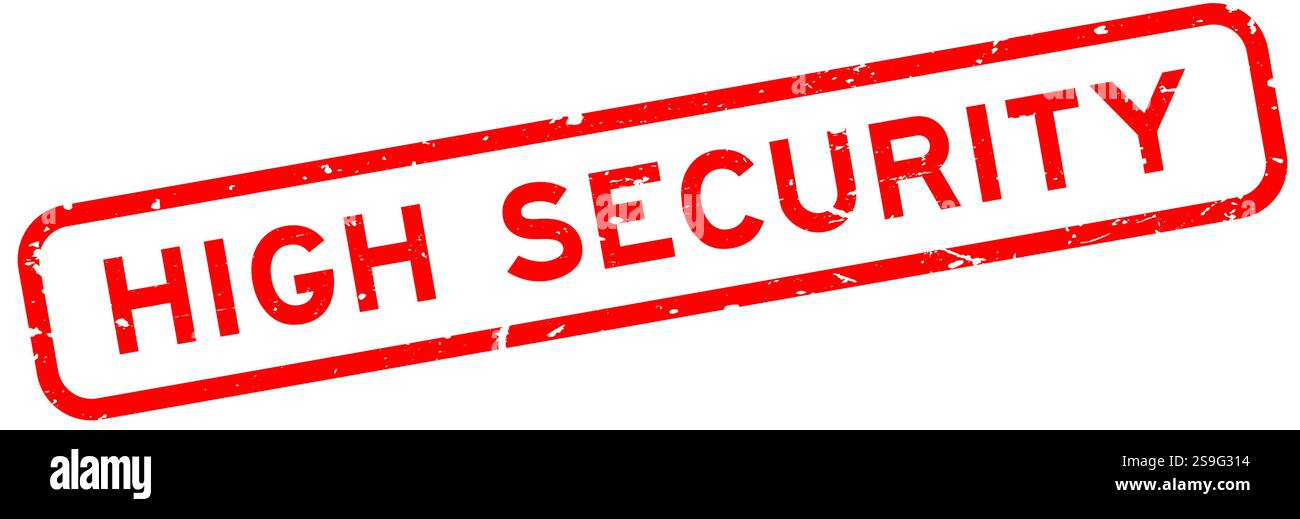 Grunge red high security word rubber square seal stamp on white background Stock Vector Image ...