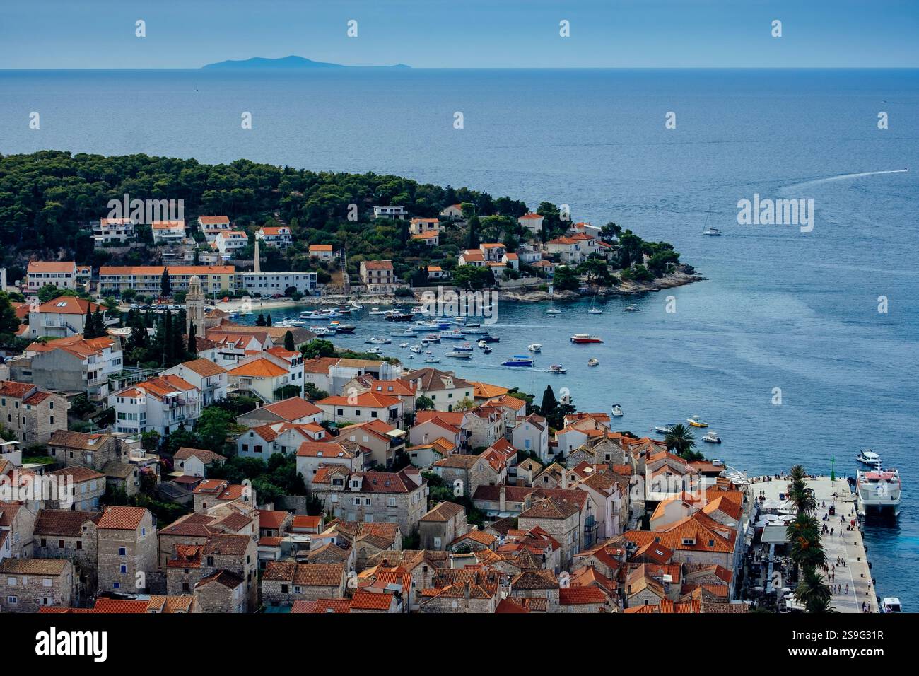 Hvar port & krizna Luka, CHvar, Croatia from the Spanish Fortress Stock ...