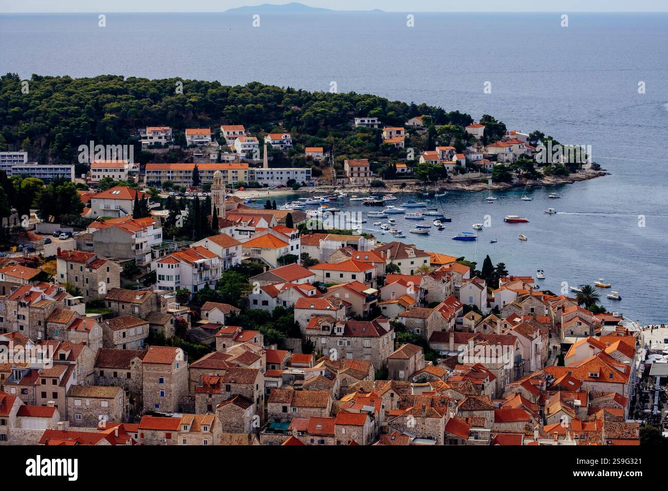 Hvar port & krizna Luka, CHvar, Croatia from the Spanish Fortress Stock ...