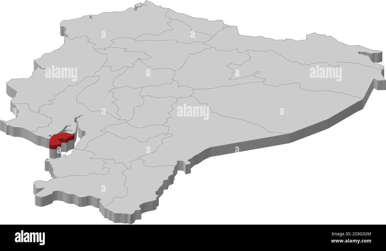 Map of Ecuador as a gray piece, Guayas is highlighted in red Stock ...