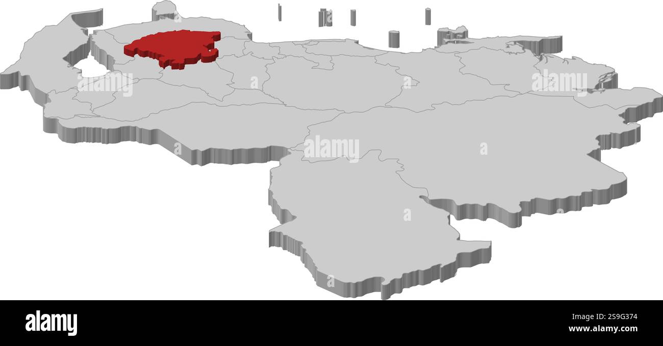 Map of Venezuela as a gray piece, Lara is highlighted in red Stock ...