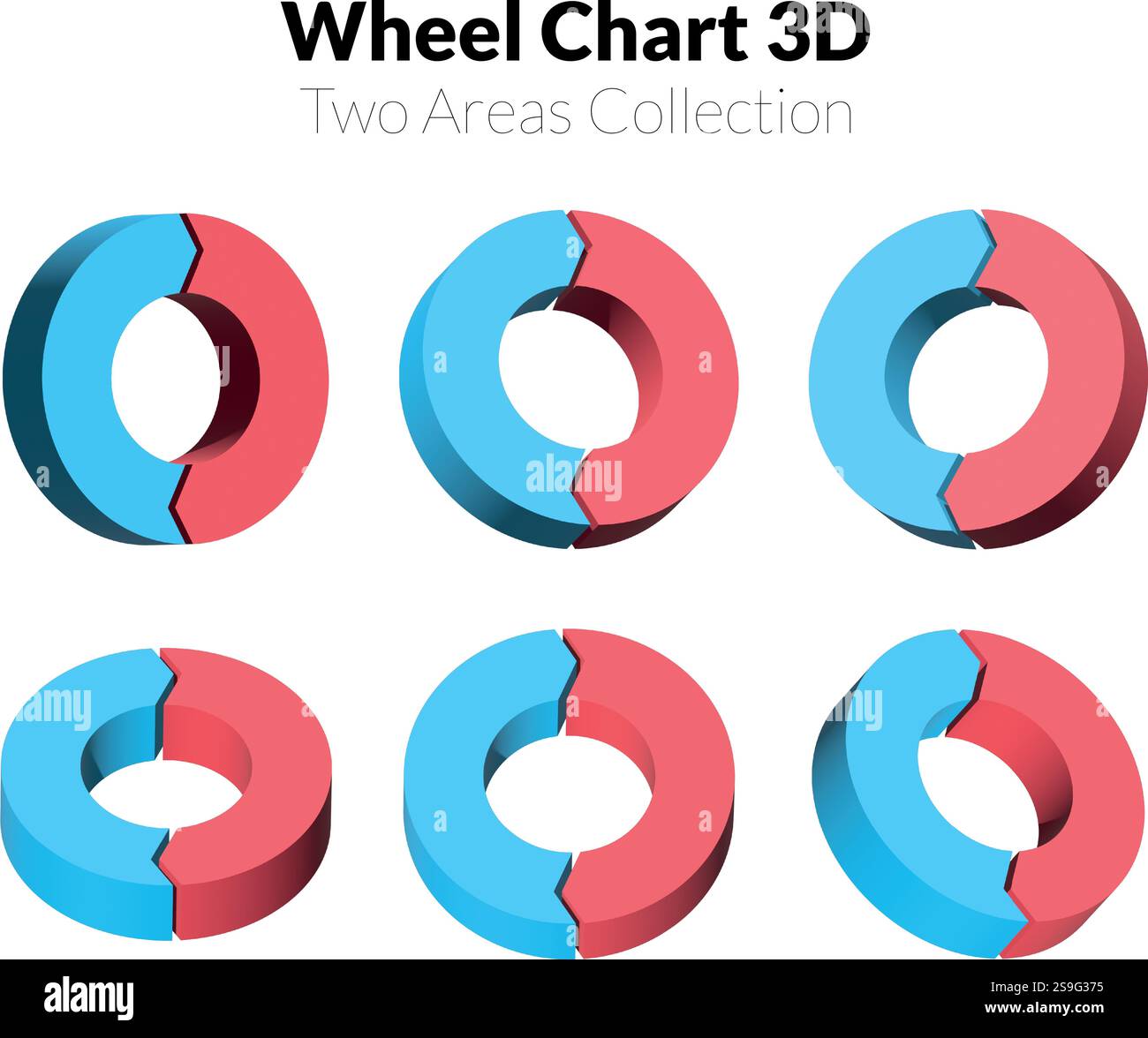 3D wheel chart with blue and red segments representing data categories ... 3D wheel chart with blue and red segments representing data categories ...