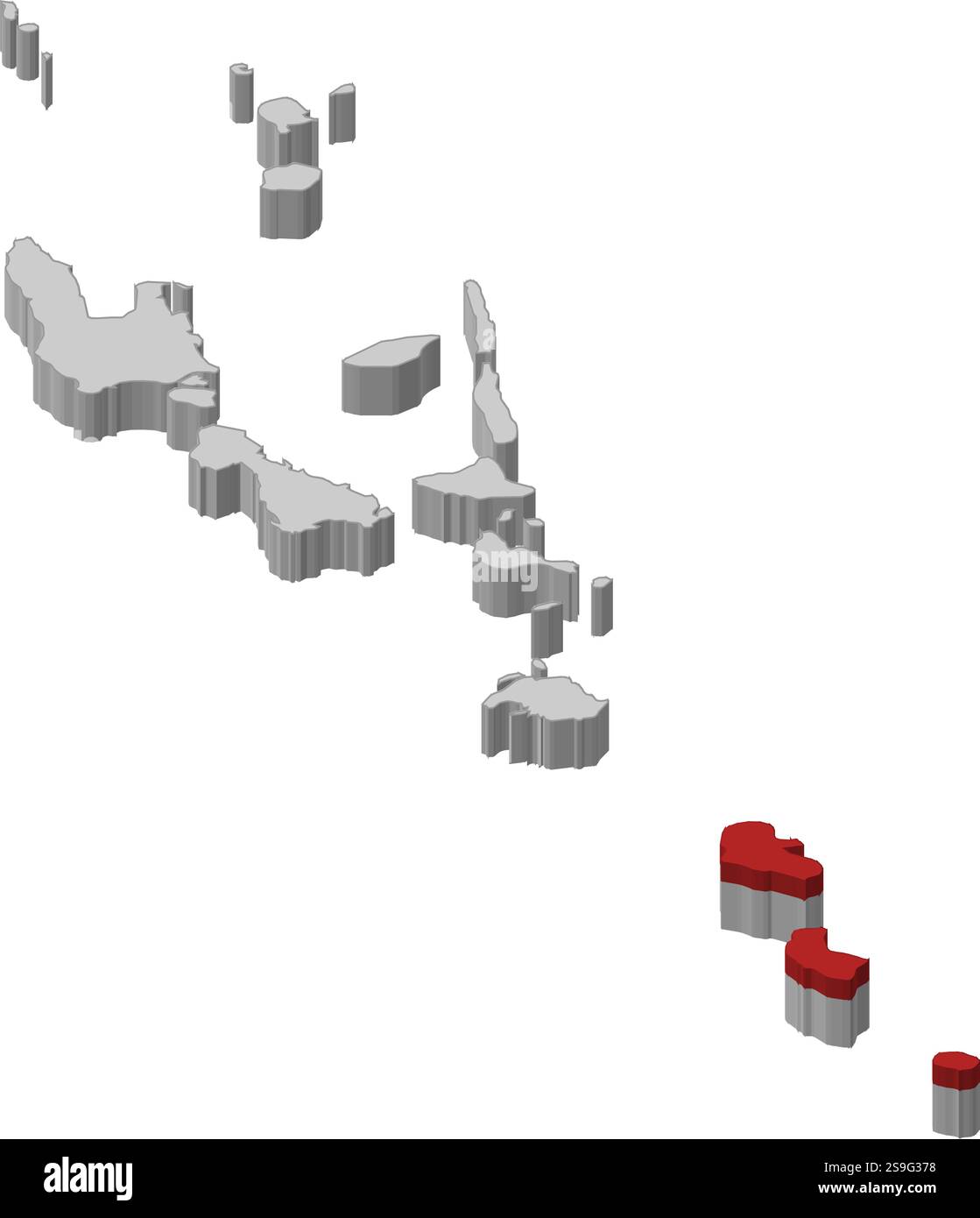 Map of Vanuatu as a gray piece, Tafea is highlighted in red Stock ...