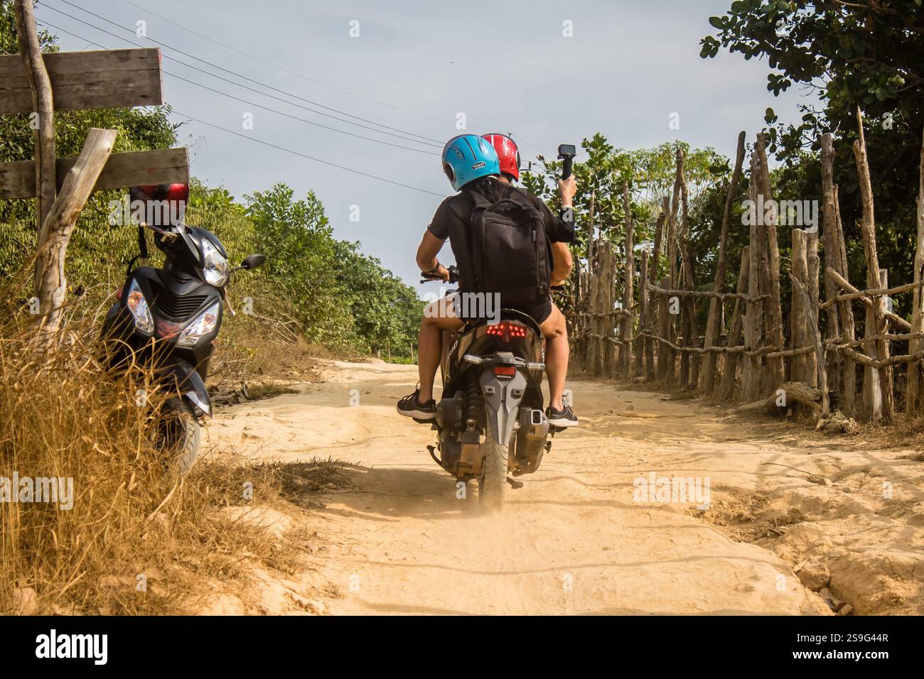 Koh Rong, Cambodia, January 24, 2025 Paths through the jungle to reach the Lonely Beach, a ...