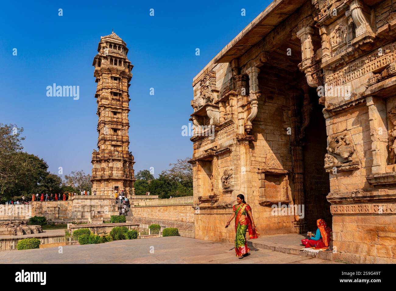 India. Rajasthan. Chittorgarh. Chittor Fort. Indian people visit ...