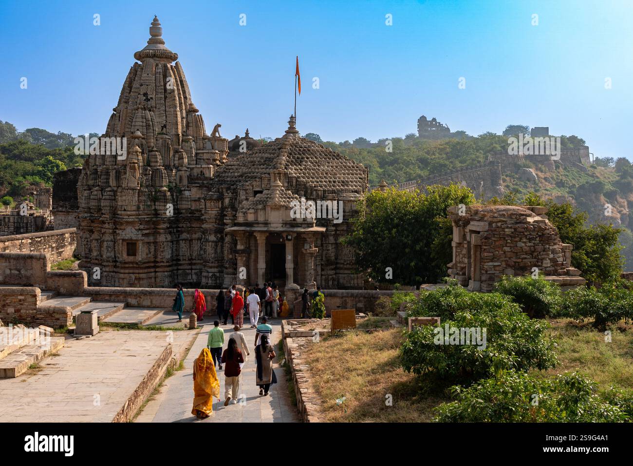 India. Rajasthan. Chittorgarh. Chittor Fort. Indian people visit ...