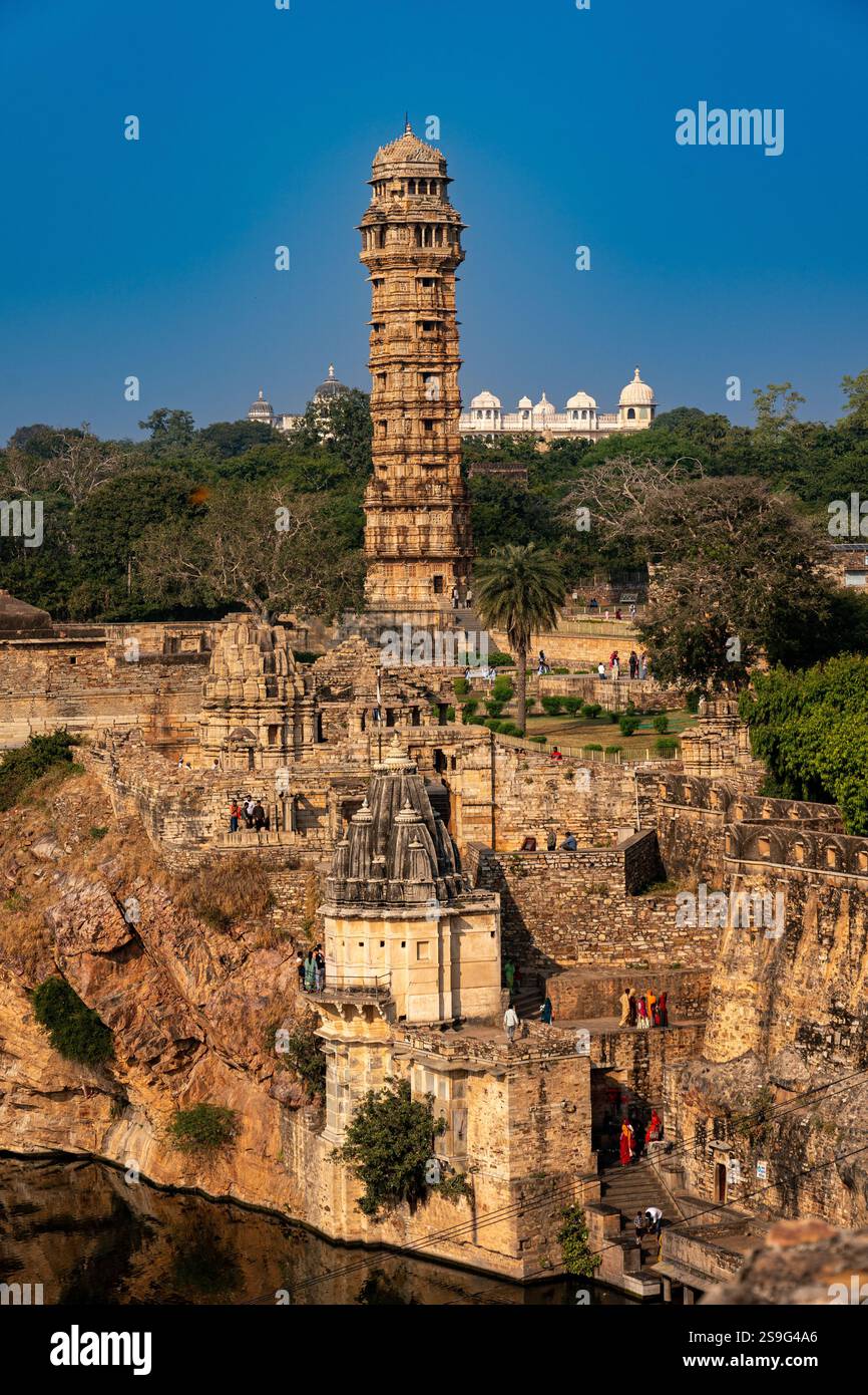 India. Rajasthan. Chittorgarh. Chittor Fort. Vijaya Stambha (Victory ...