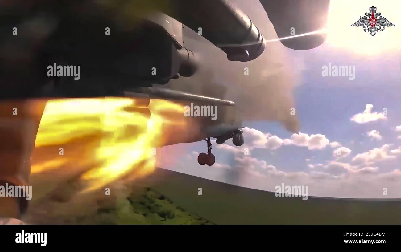 In this photo taken from video distributed by Russian Defense Ministry ...