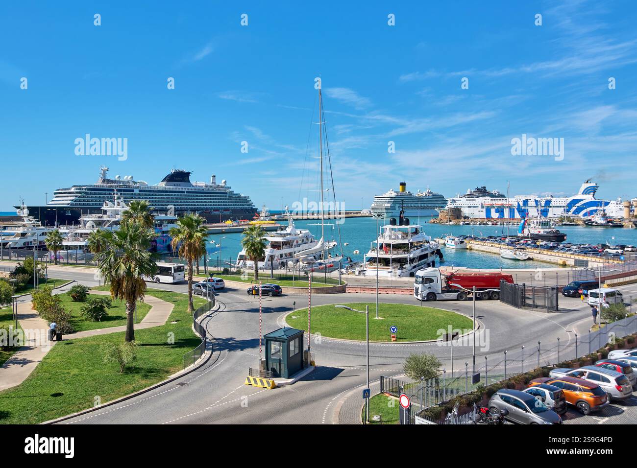 Civitavecchia. Italy - January 26, 2025: The busy port of Civitavecchia ...