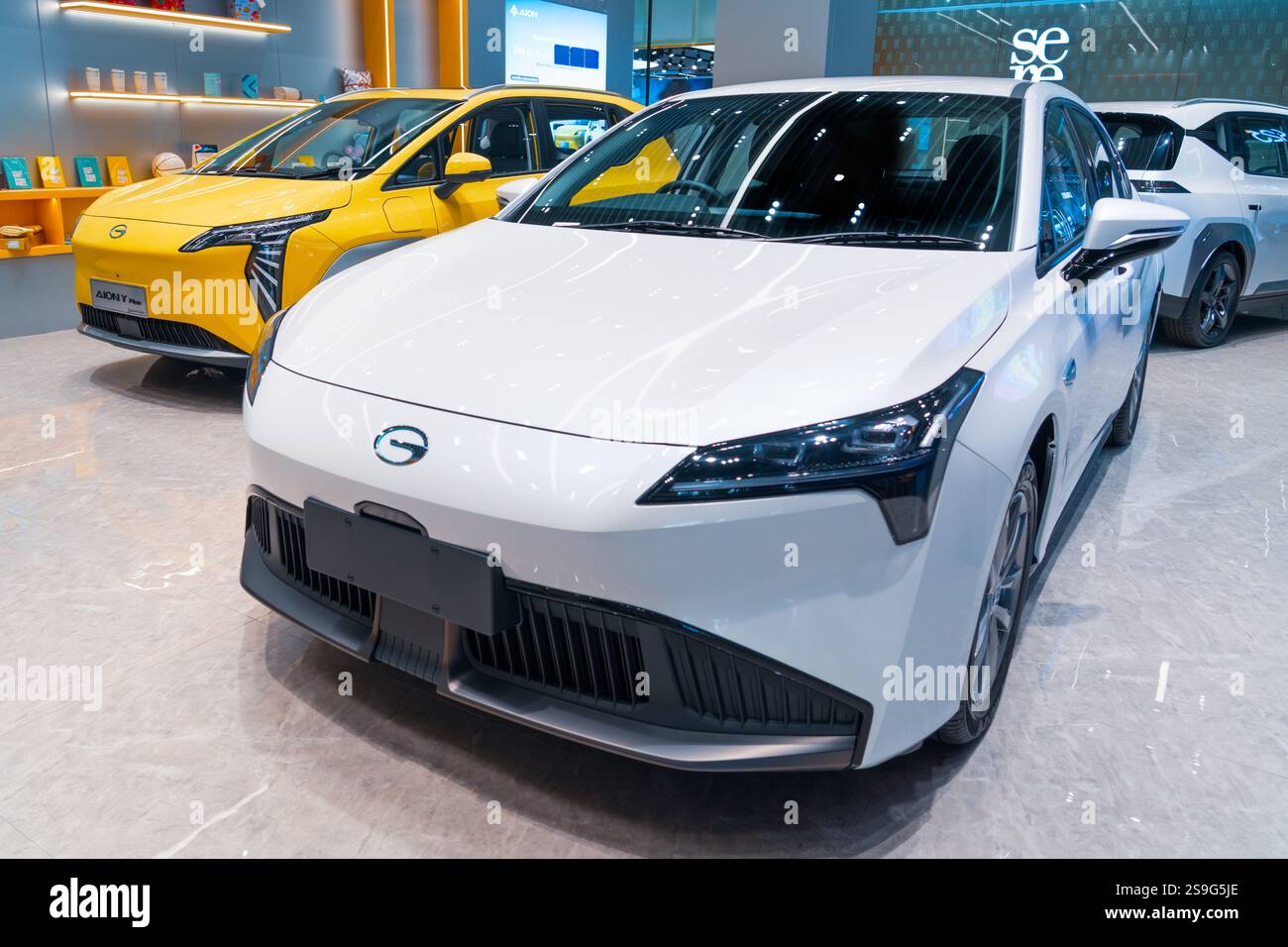 AION Y Plus EV car on display dialer. Thailand, Bangkok, 14 March 2024 ...