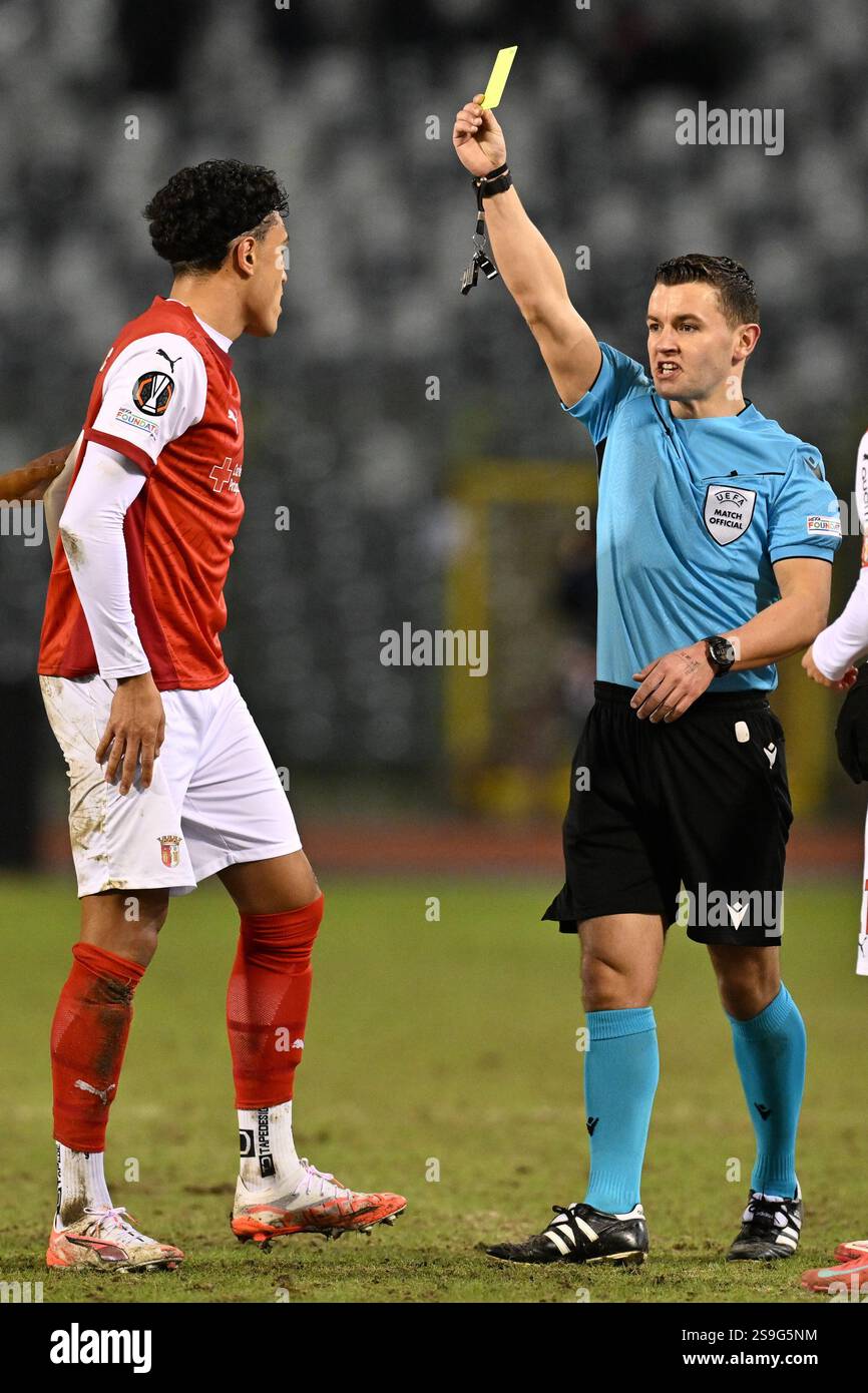 Vitor Carvalho (6) of Braga receives a yellow card from referee ...