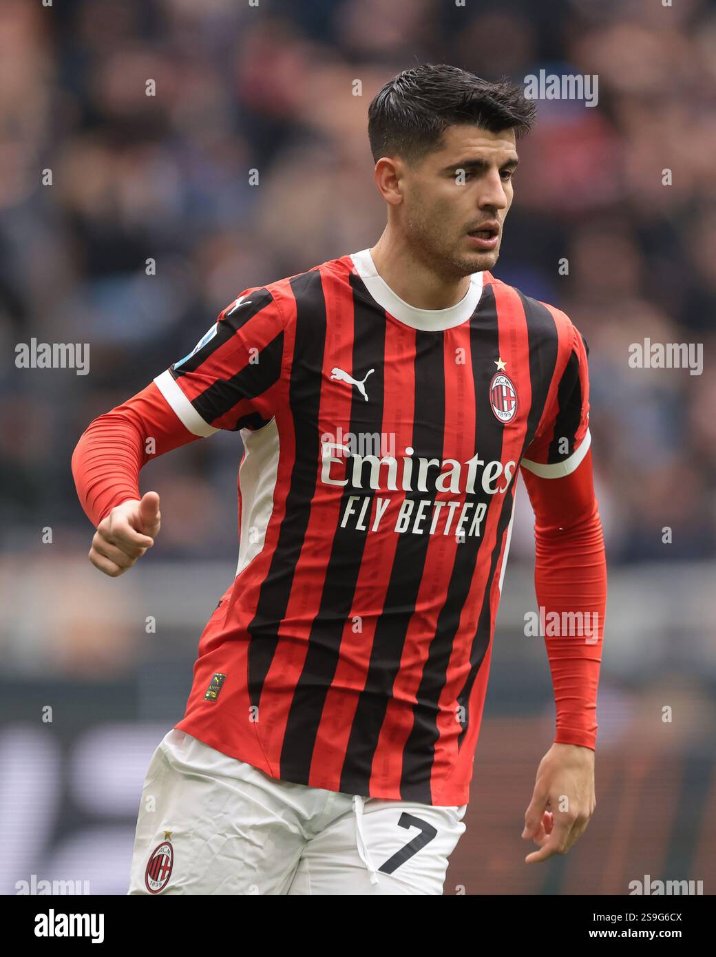 Milan, Italy, 26th January 2025. Alvaro Morata of AC Milan during the Serie A match at Giuseppe ...