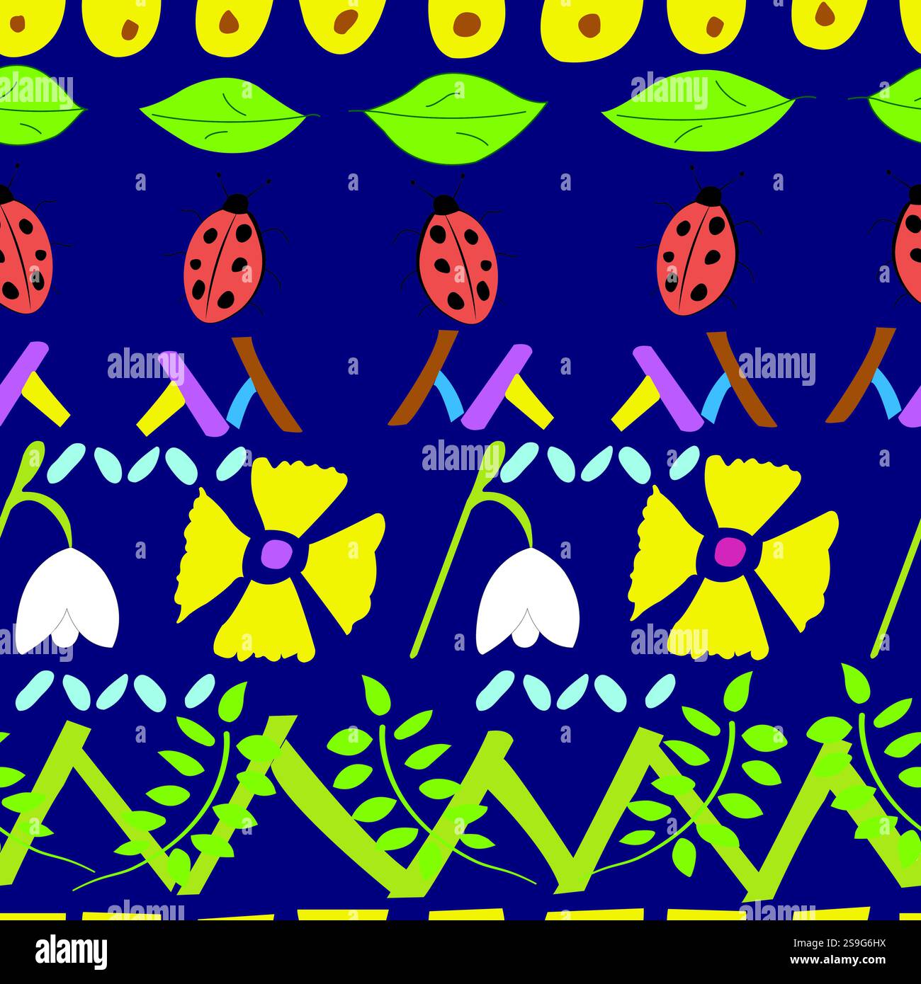 Seamless pattern with rows of natural elements; Seamless pattern with ...