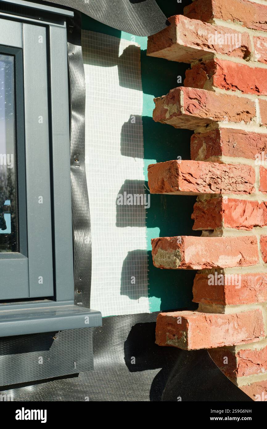 Building ones own home. House building work. Construction of a timber ...