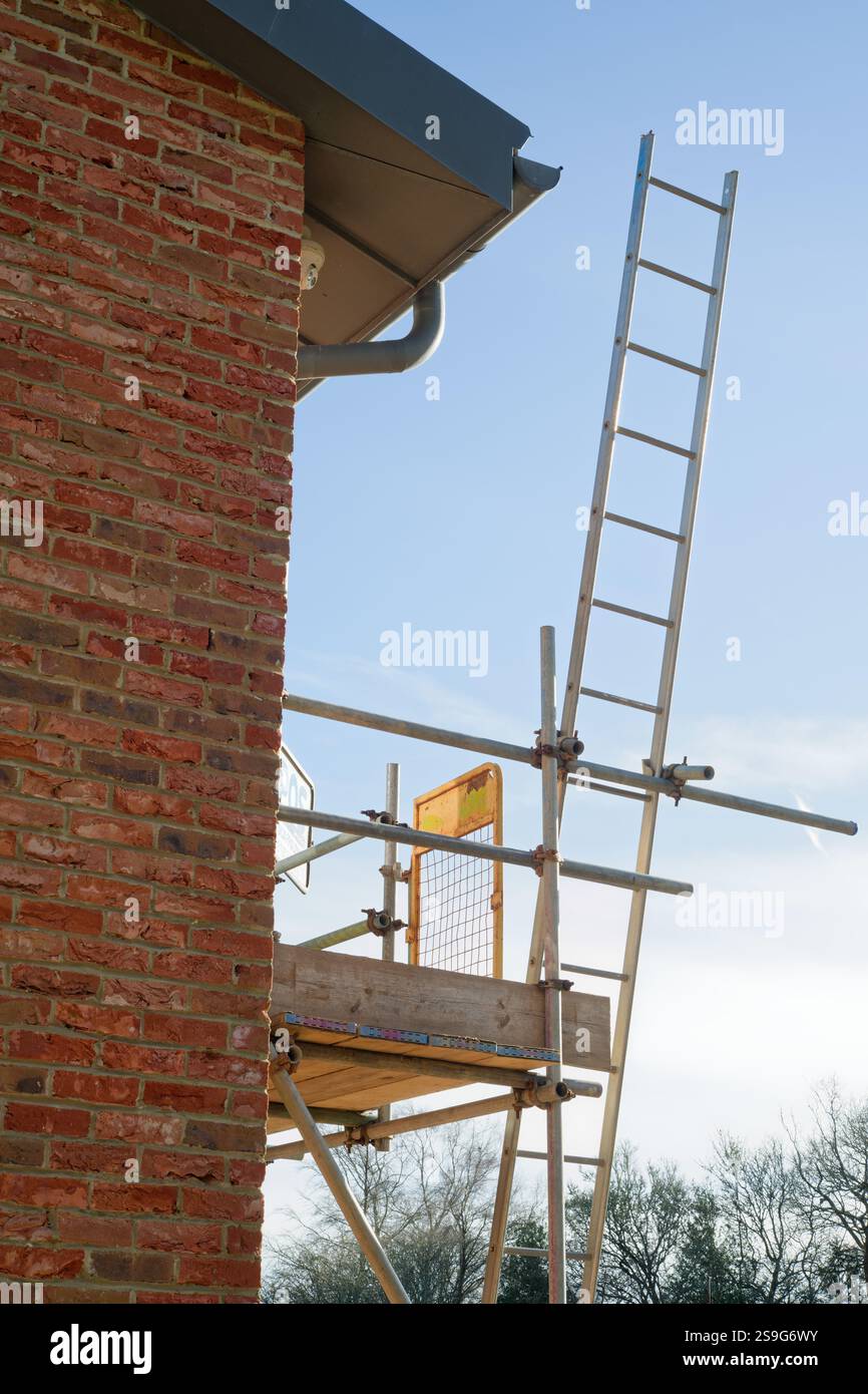 Building ones own home. House building work. Construction of a timber ...