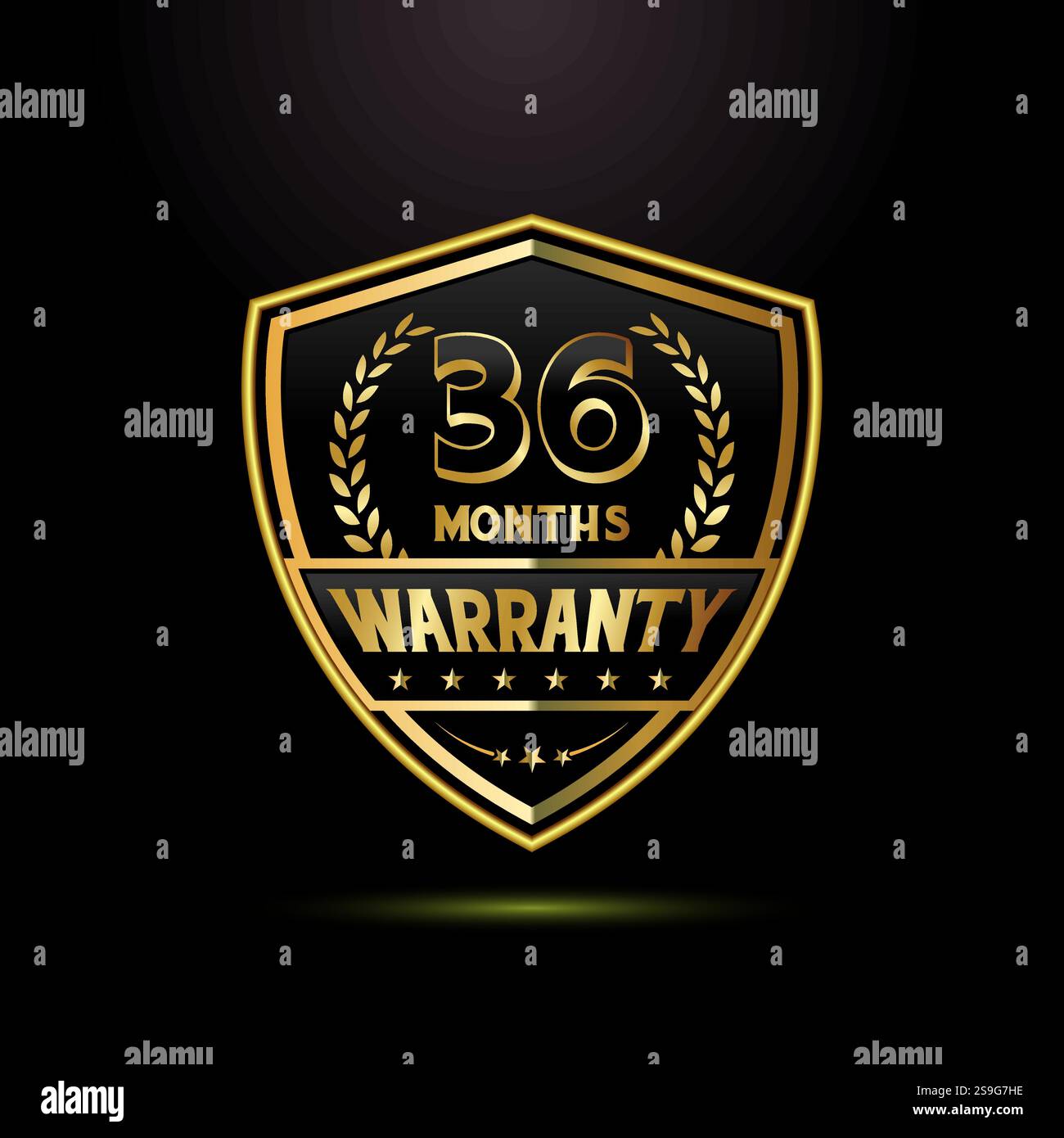 Luxury 36 months warranty with golden shield shape. for label, seal ...