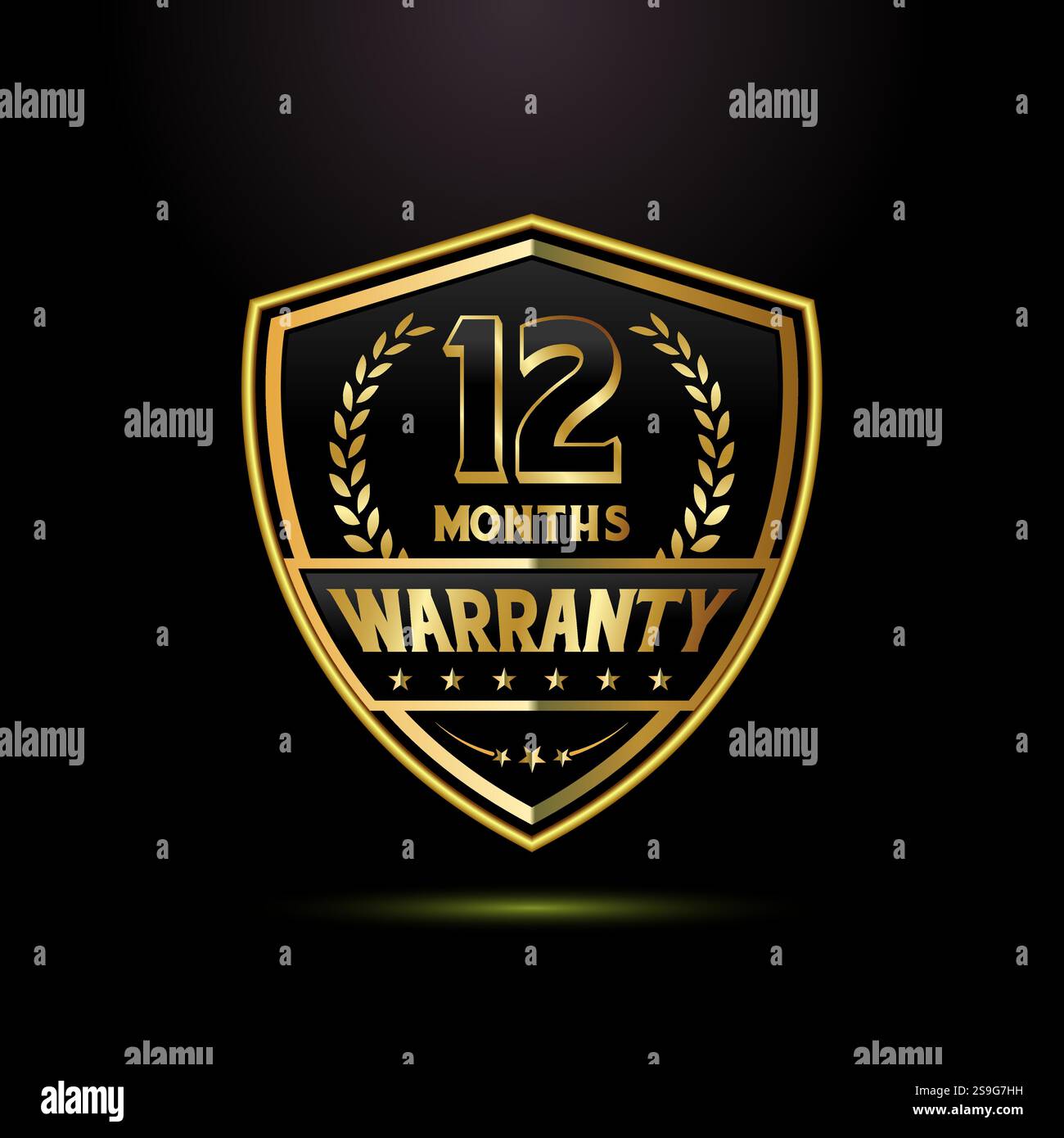 Luxury 12 months warranty with golden shield shape. for label, seal ...