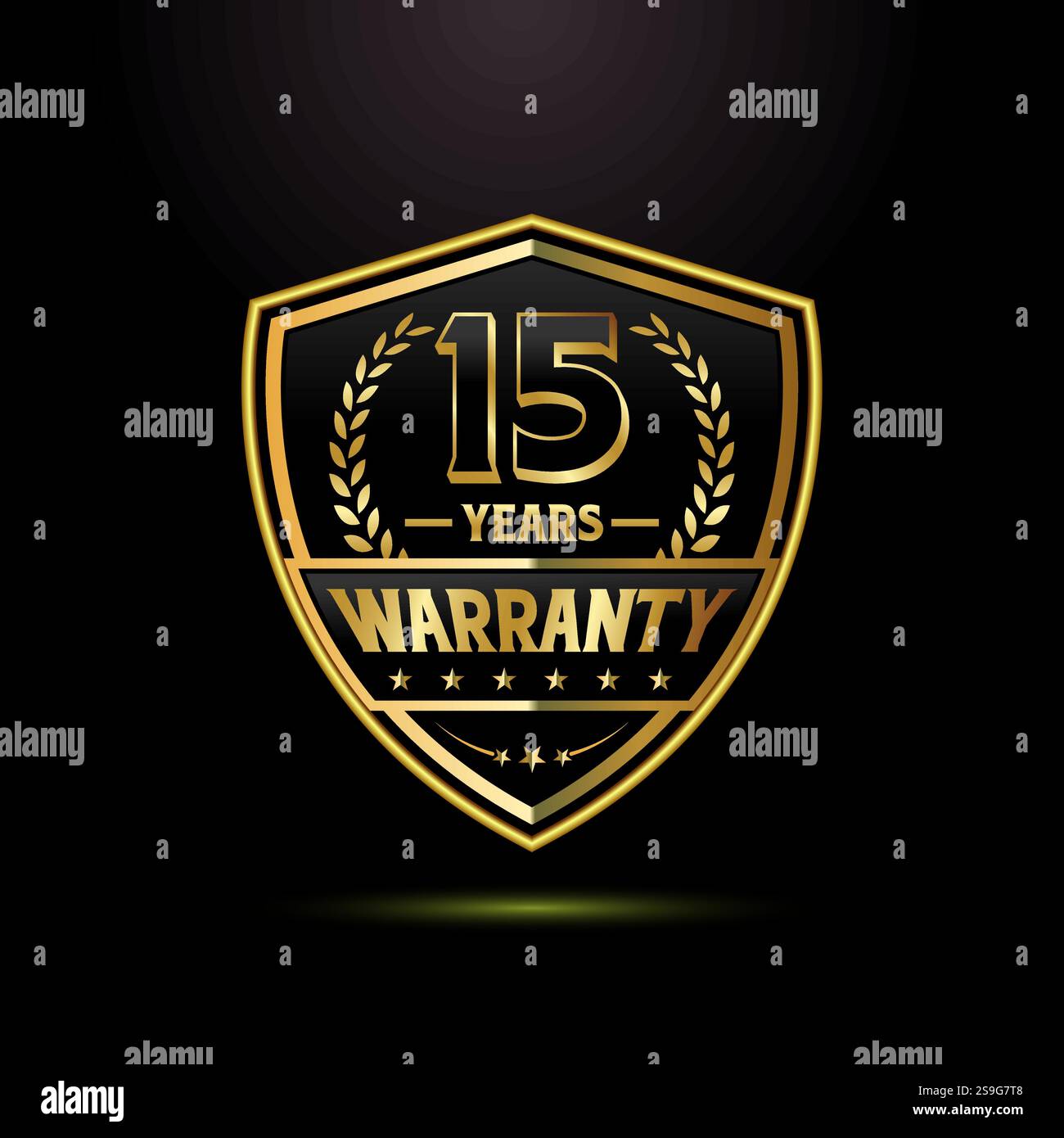 Luxury 15 years warranty with golden shield shape. for label, seal ...