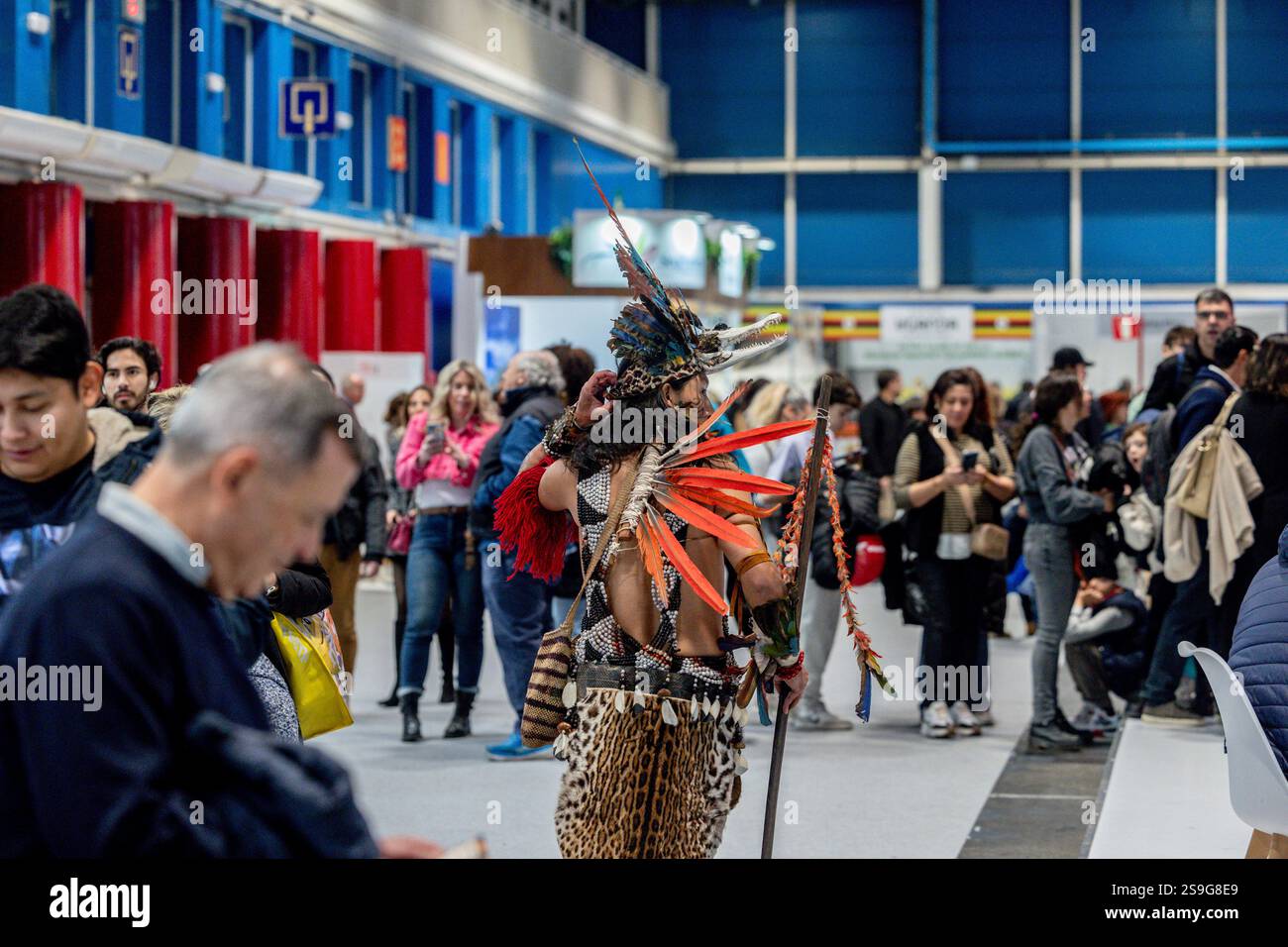 Several people during the International Tourism Fair (Fitur), at Ifema ...