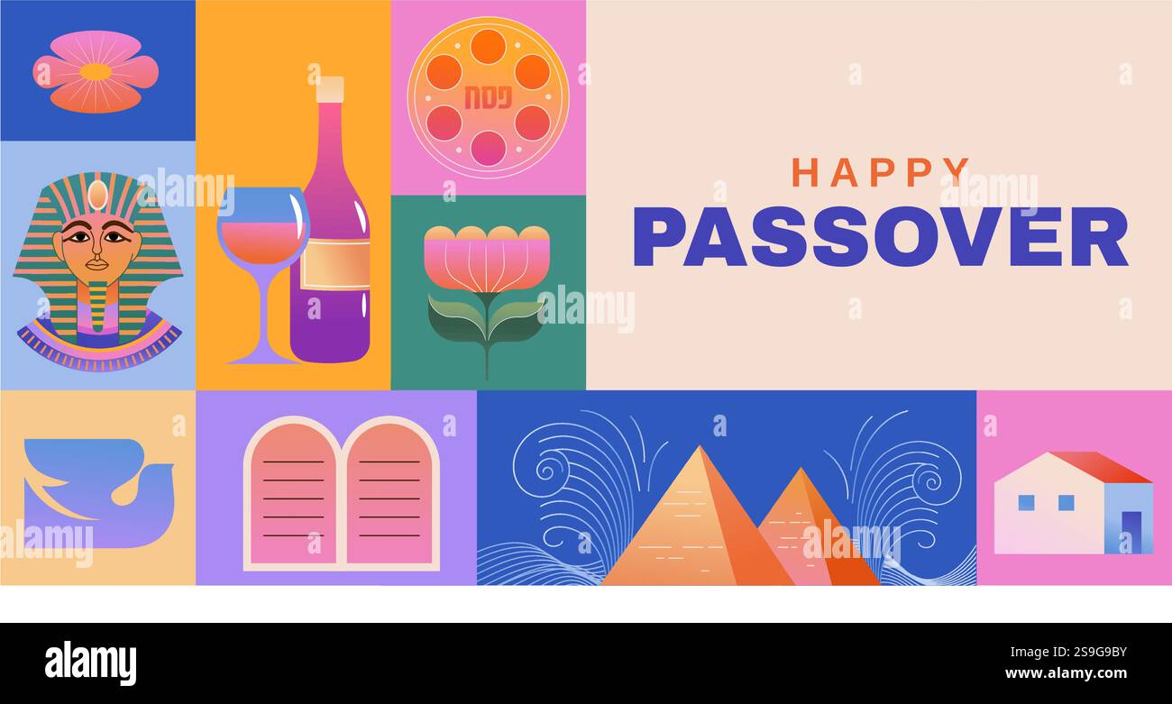 Happy Passover background, banner and poster design. Geometrical modern ...