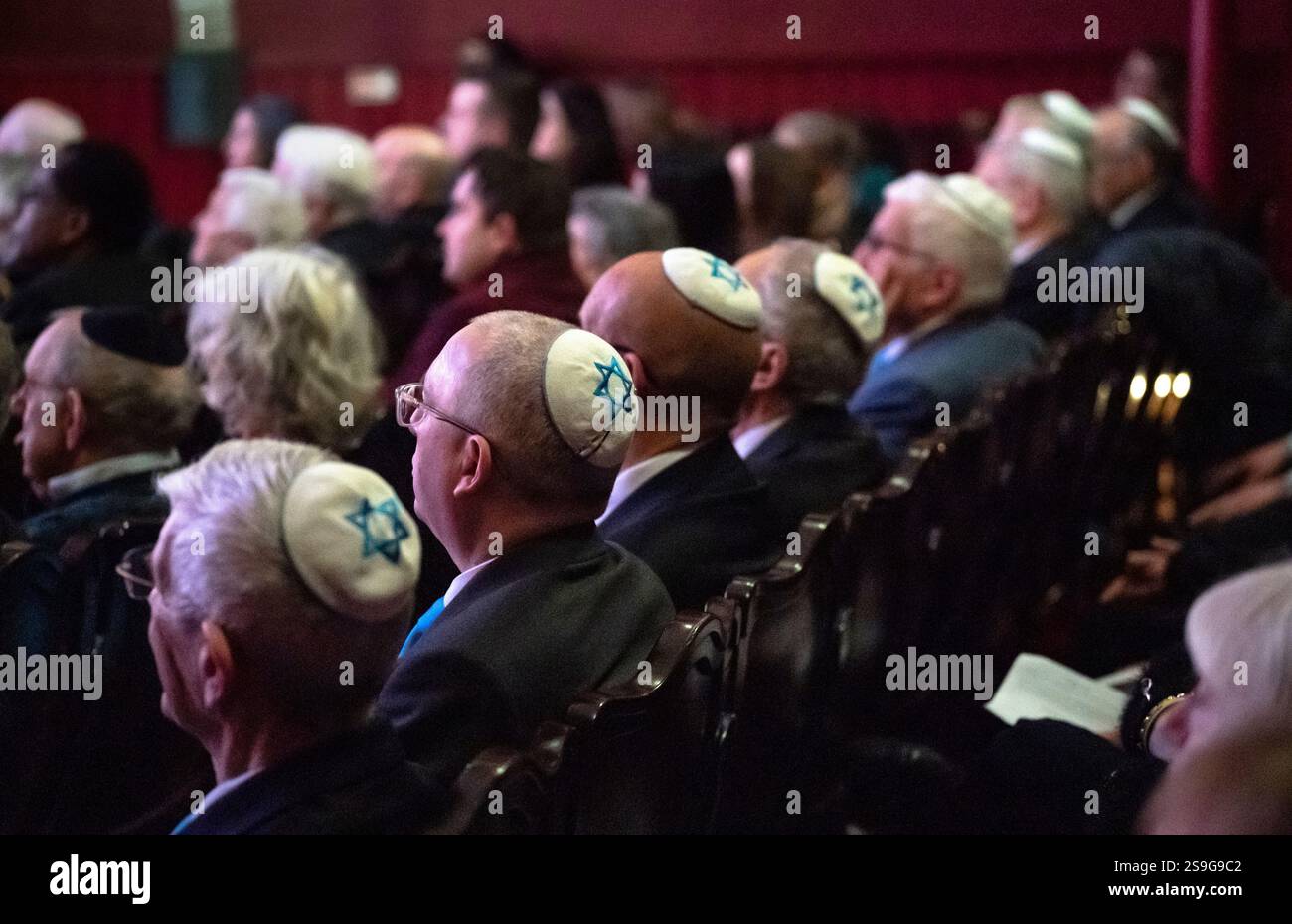 Members of the Jewish community attend the Holocaust Memorial Day Civic ...